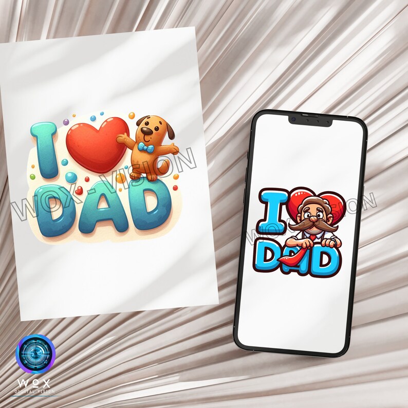 Fathers Day Clipart Bundle PNG I Love Dad Print Download, Phrase Father ...