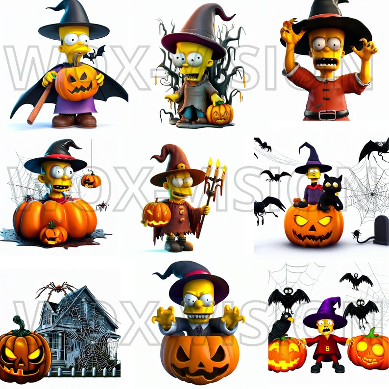 Simpsons Halloween Clipart, Simpsons Sublimation, Springfield ...