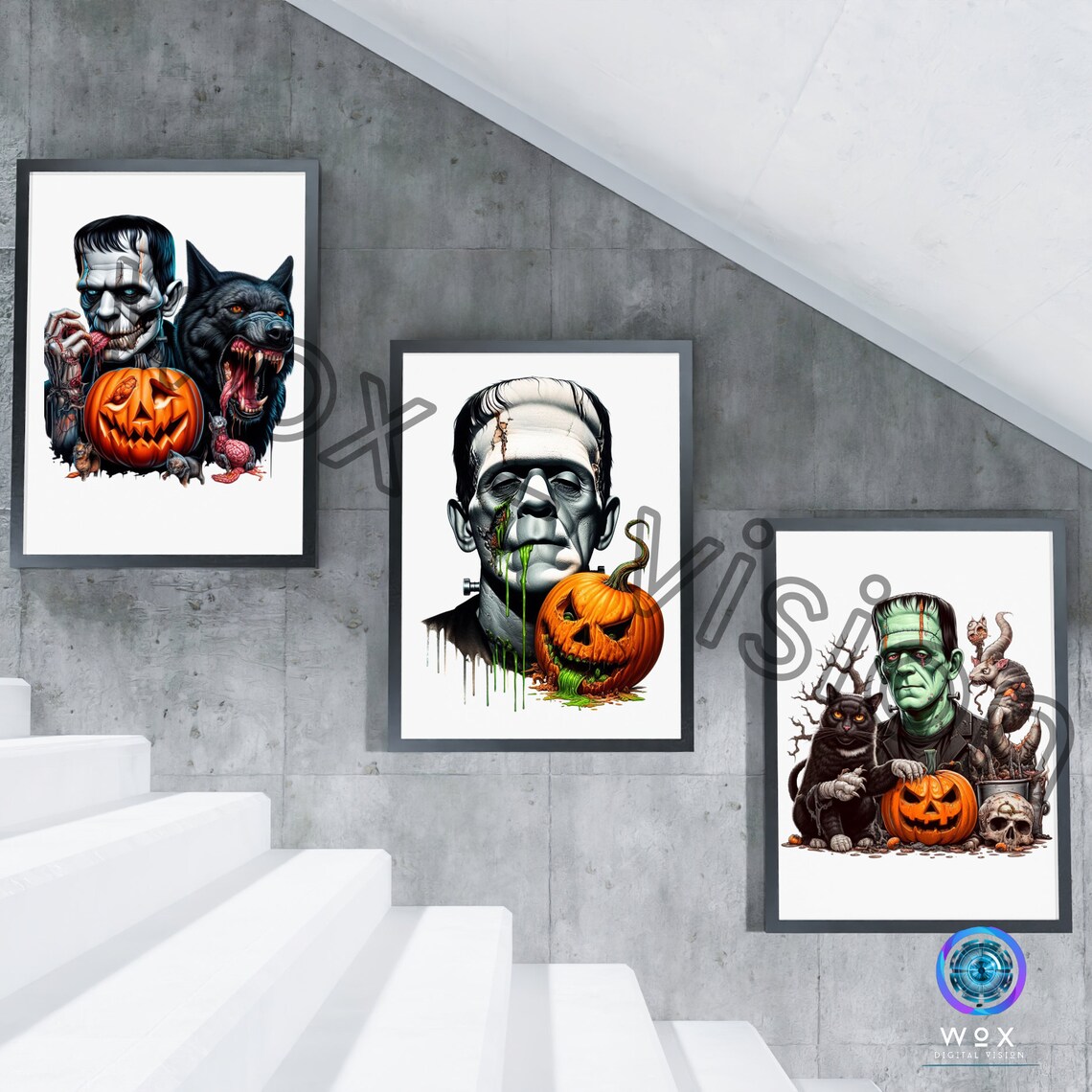 Frankenstein Clip Art Halloween Bundle With Transparent Background 10 ...