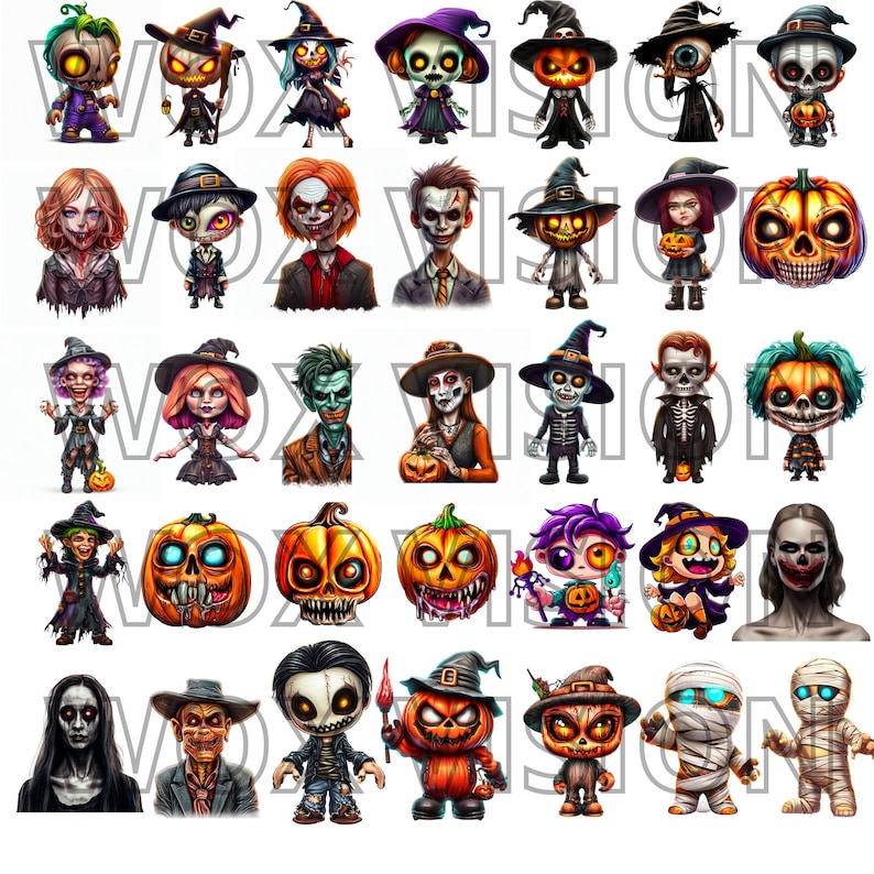 Halloween Scary Character Images Clipart Graphics Bundle: Horror Movie ...