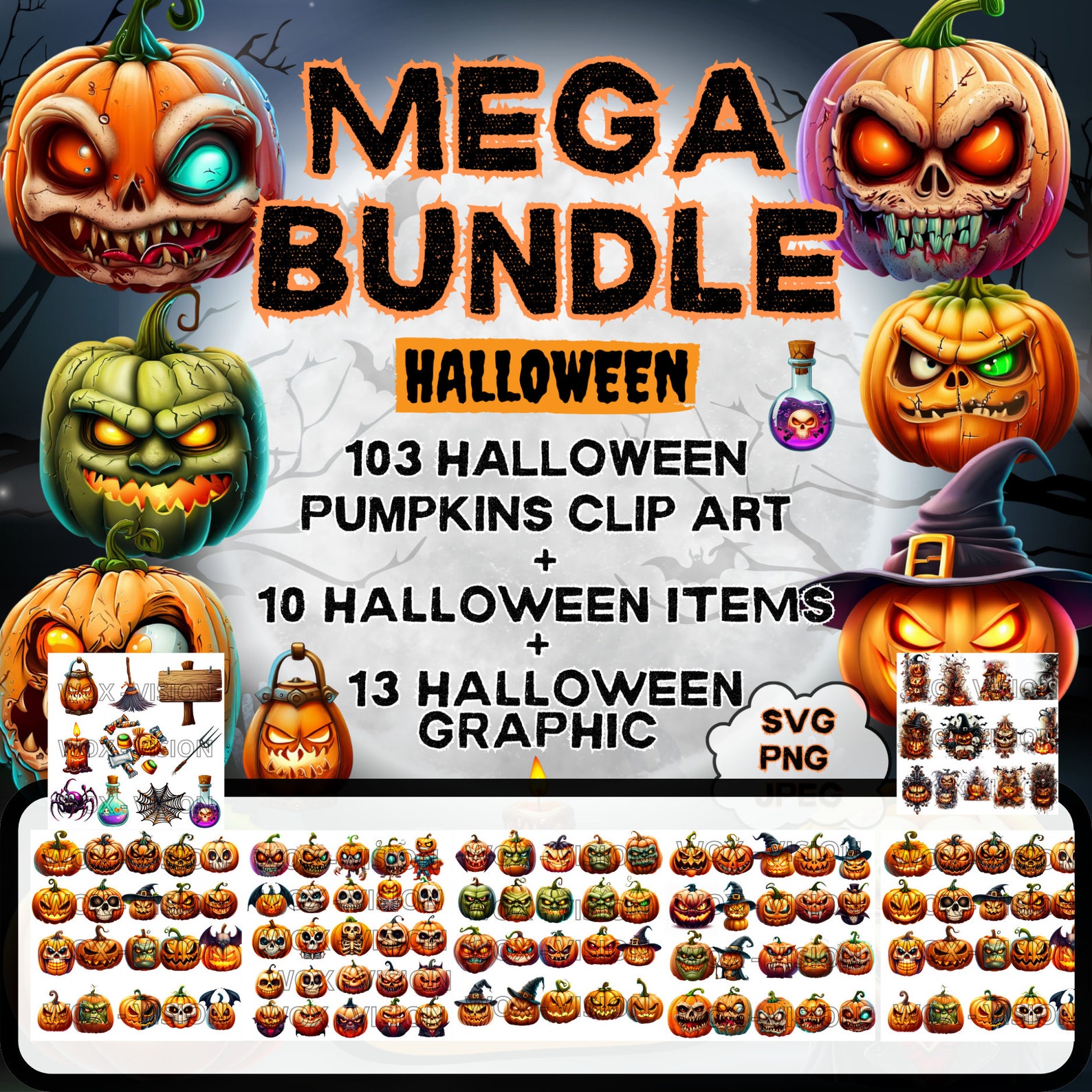 Mega Bundle Halloween , Halloween Clipart , Halloween Alphabet Letters ...