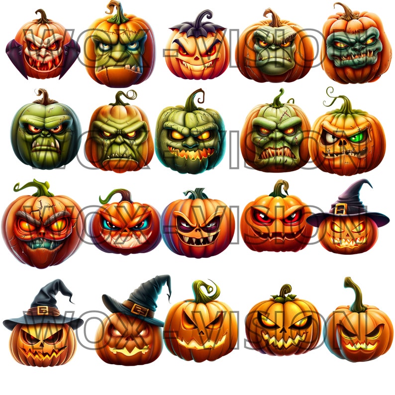 Halloween Pumpkin Images Character Clipart Bundle: 103 Graphics Designs ...