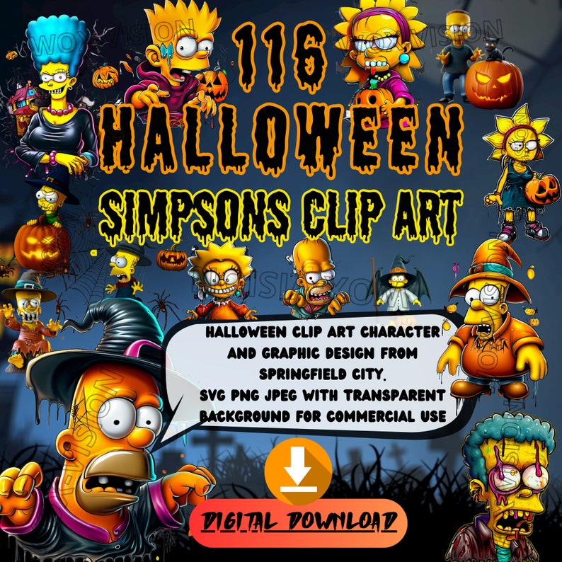 Simpsons Halloween Clipart, Simpsons Sublimation, Springfield ...