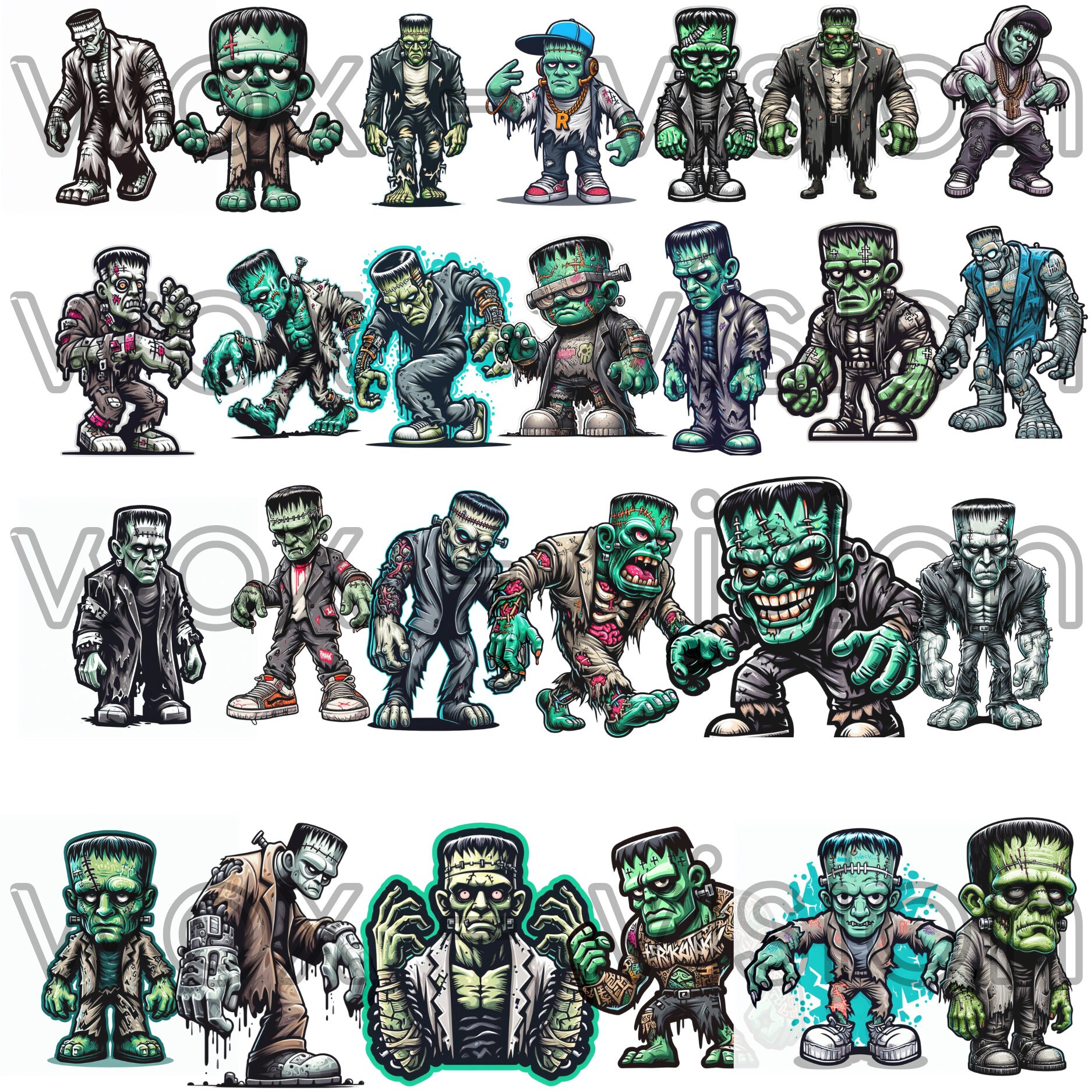 Frankenstein Clip Art Halloween Bundle With Transparent Background + 10 ...
