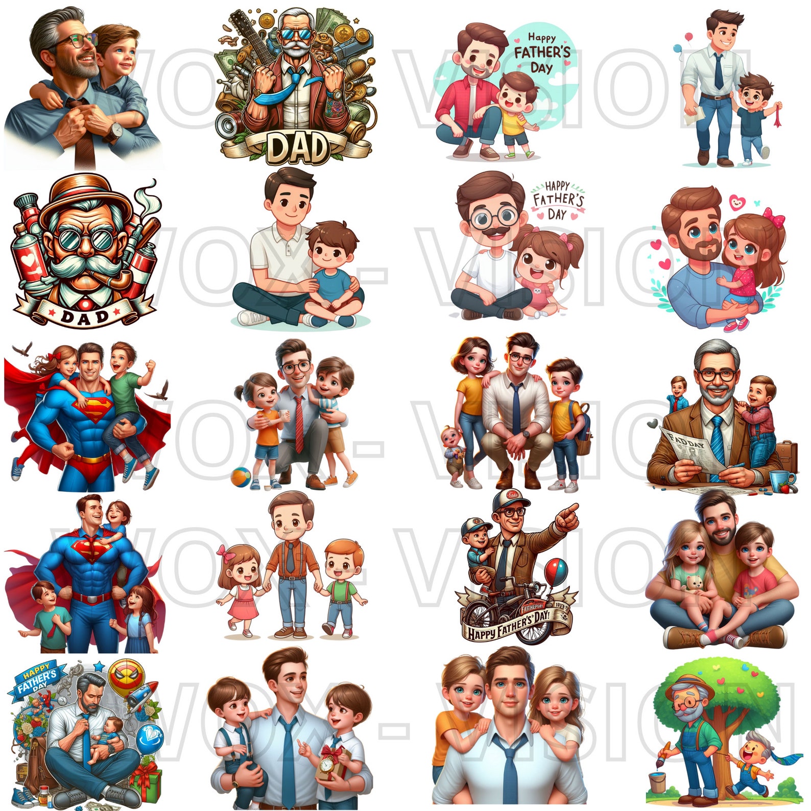 Fathers Day Png Bundle Clipart Print Download, Happy Daddy's Day Card ...