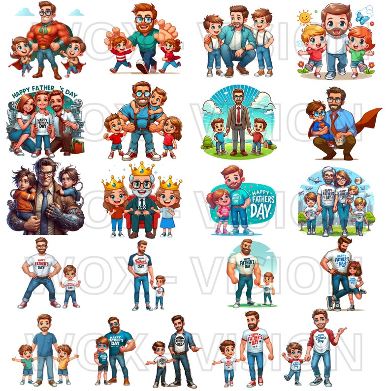Fathers Day Png Bundle Clipart Print Download, Happy Daddy's Day Card ...