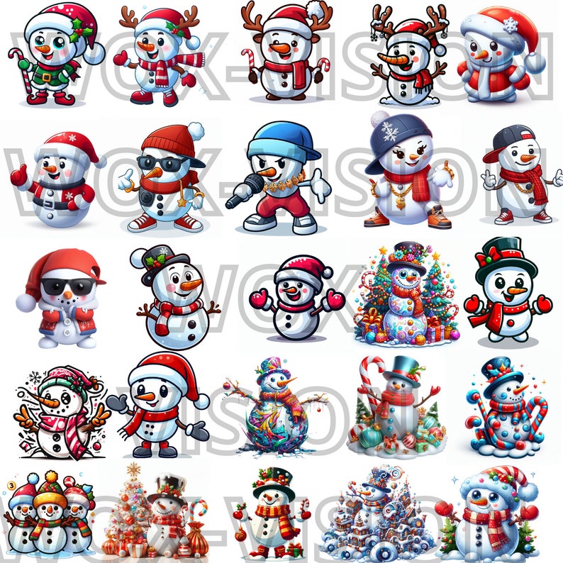 Snowman Svg , Christmas Clipart Png , Snowman Png Bundle, Xmas Snowman ...
