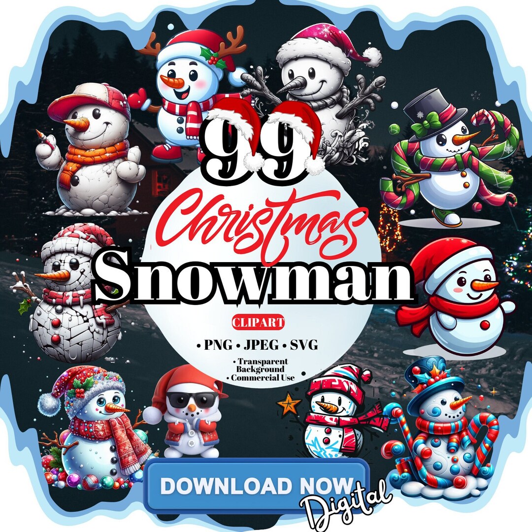 Snowman Svg , Christmas Clipart Png , Snowman Png Bundle, Xmas Snowman ...