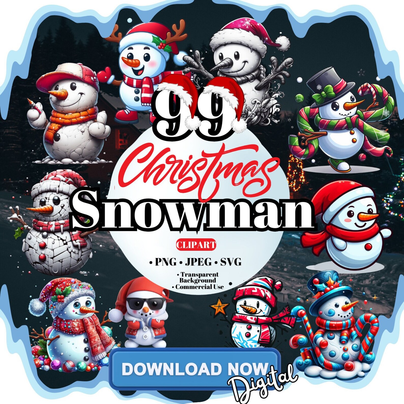 Snowman Svg , Christmas Clipart Png , Snowman Png Bundle, Xmas Snowman ...