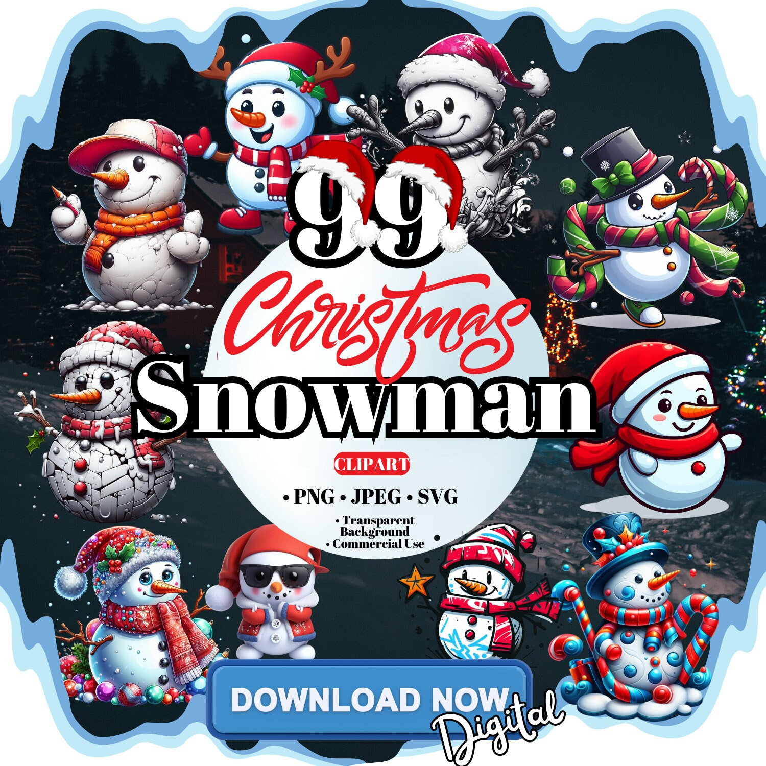 Snowman Svg , Christmas Clipart Png , Snowman Png Bundle, Xmas Snowman ...