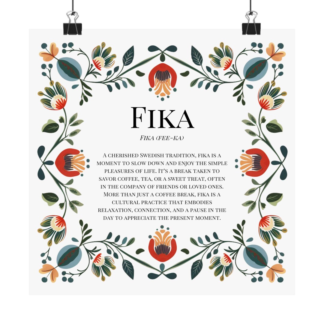 PRINTED - Fika Definition Poster - Nordic Wall Art - Scandinavian ...