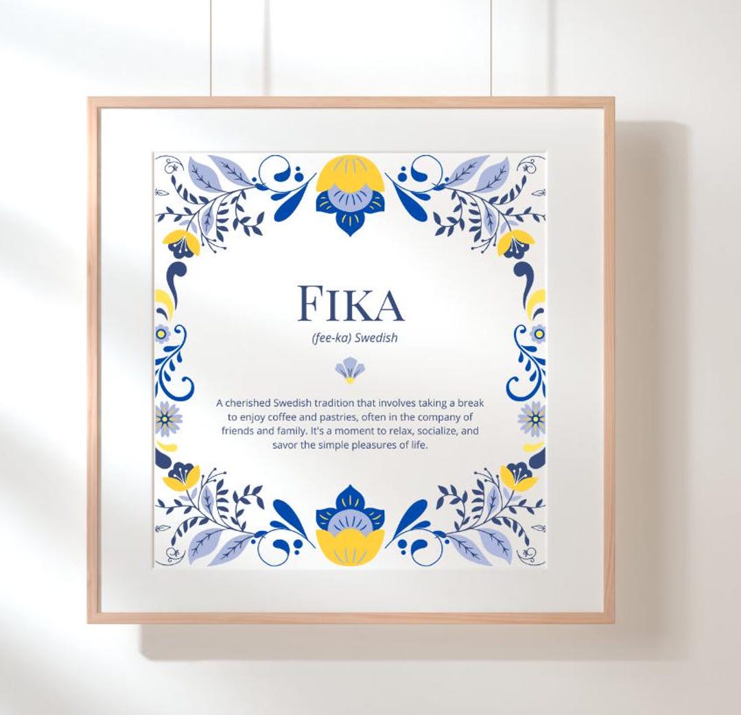 PRINTED Fika Definition Poster Nordic Wall Art Scandinavian Design ...