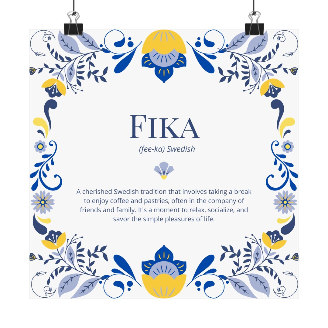 PRINTED - Fika Definition Poster - Nordic Wall Art - Scandinavian ...