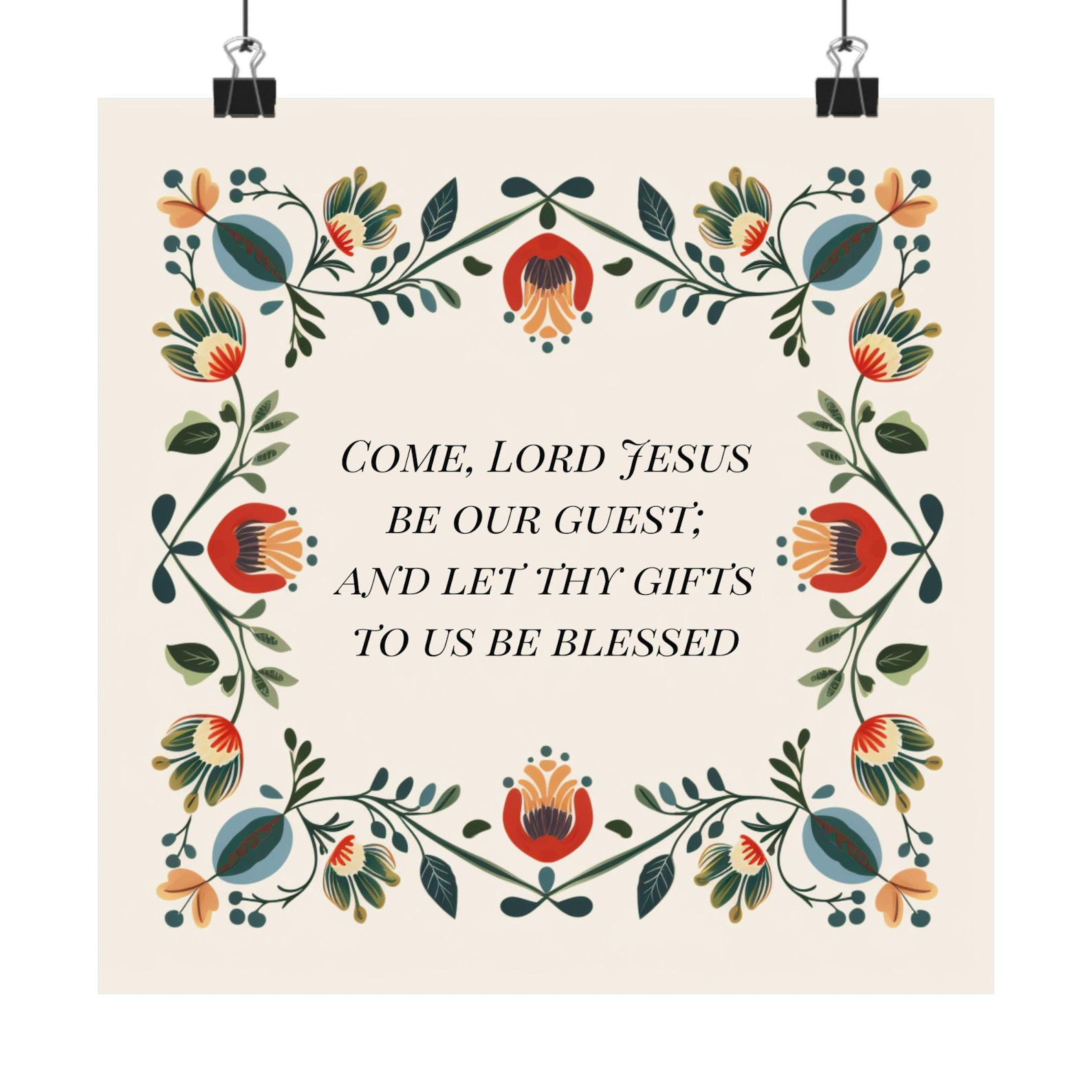 Come Lord Jesus, Be Our Guest" Print With Traditional Norwegian ...