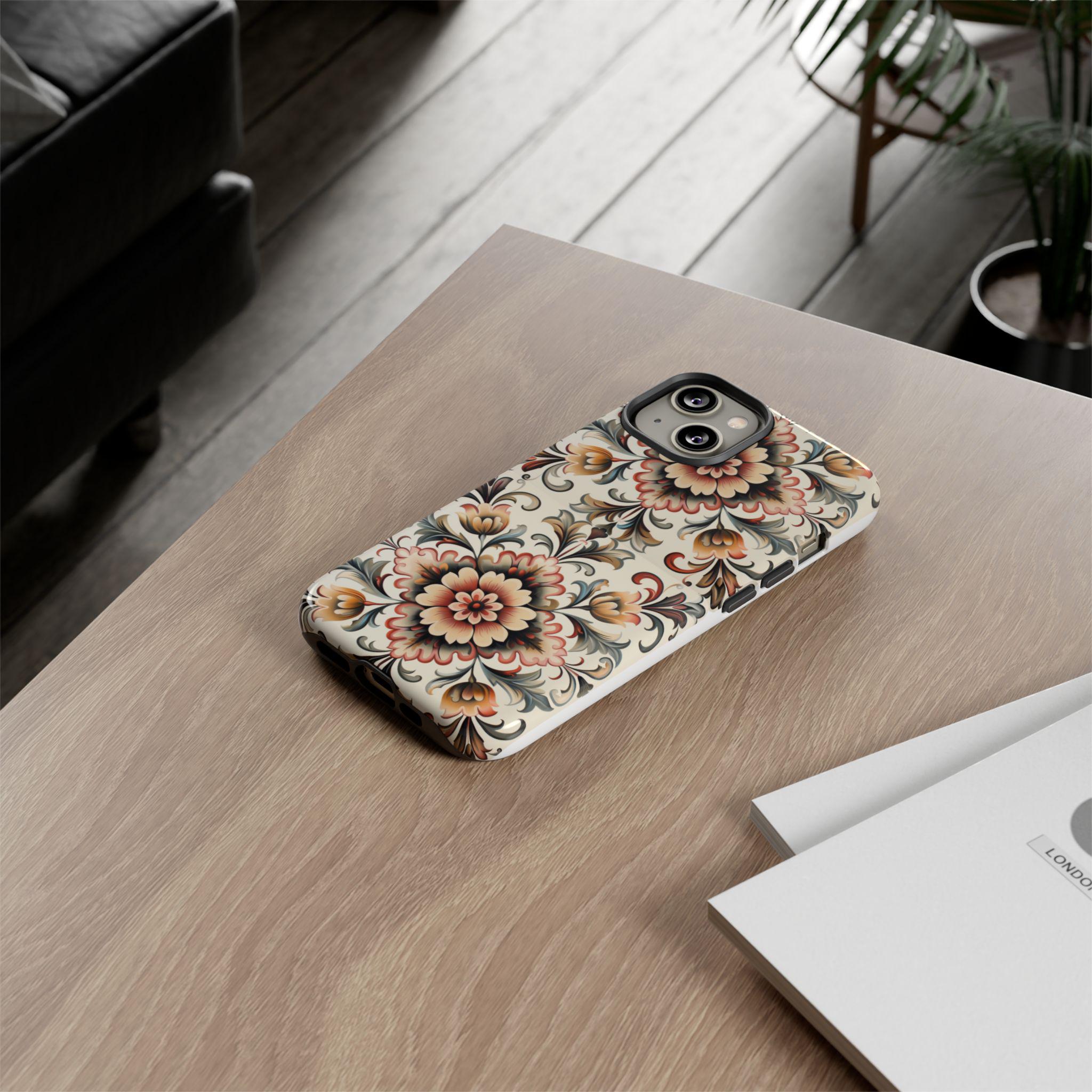 Intricate Norwegian Rosemaling Phone Case - Traditional Folk Art Meets ...