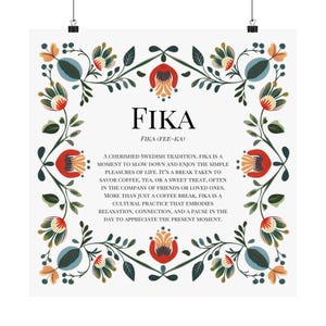 PRINTED - Fika Definition Poster - Nordic Wall Art - Scandinavian ...