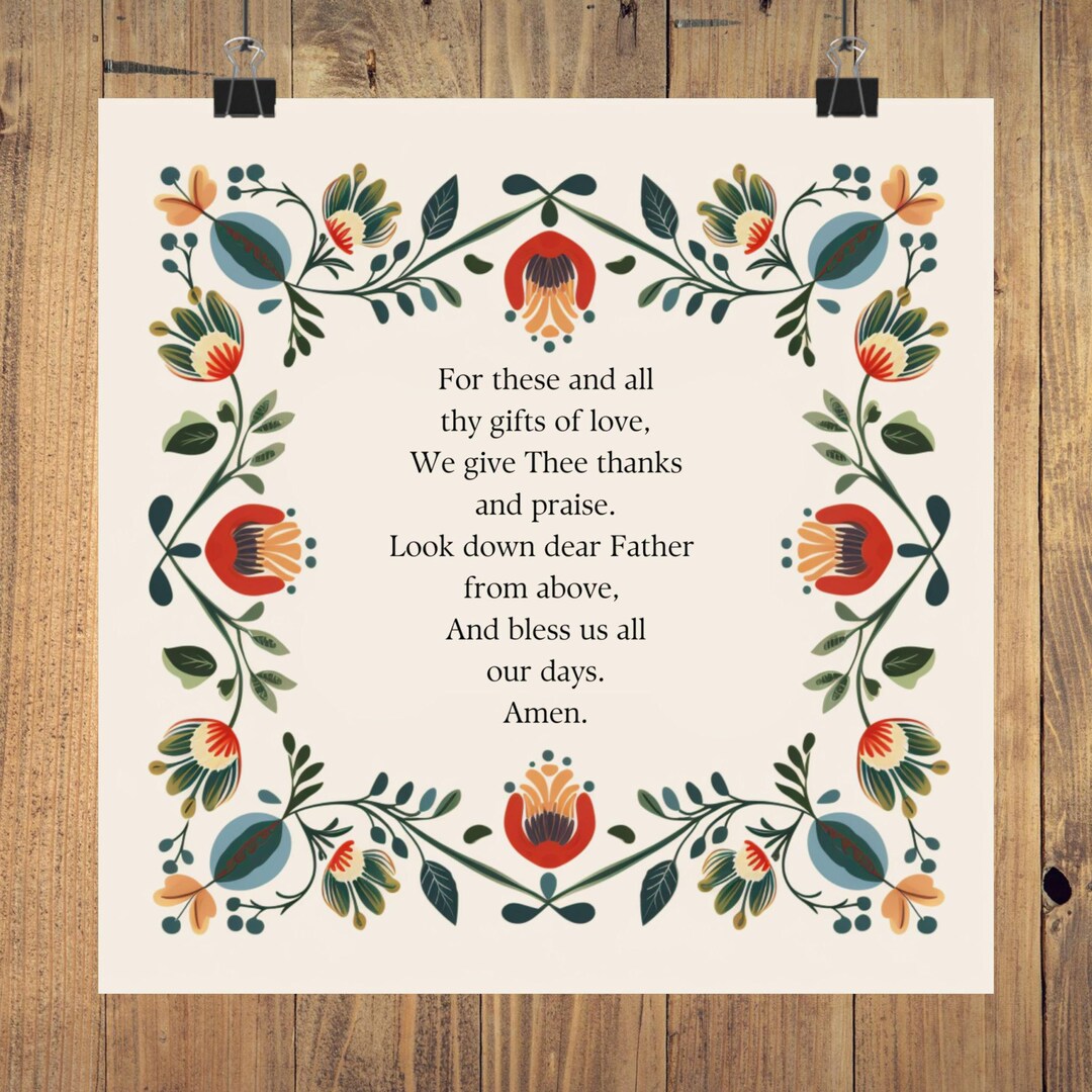 Rosemaling Print With Christian Blessing | Scandinavian Folk Art Wall ...