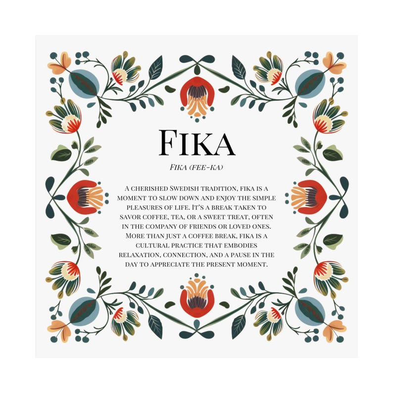 PRINTED - Fika Definition Poster - Nordic Wall Art - Scandinavian ...