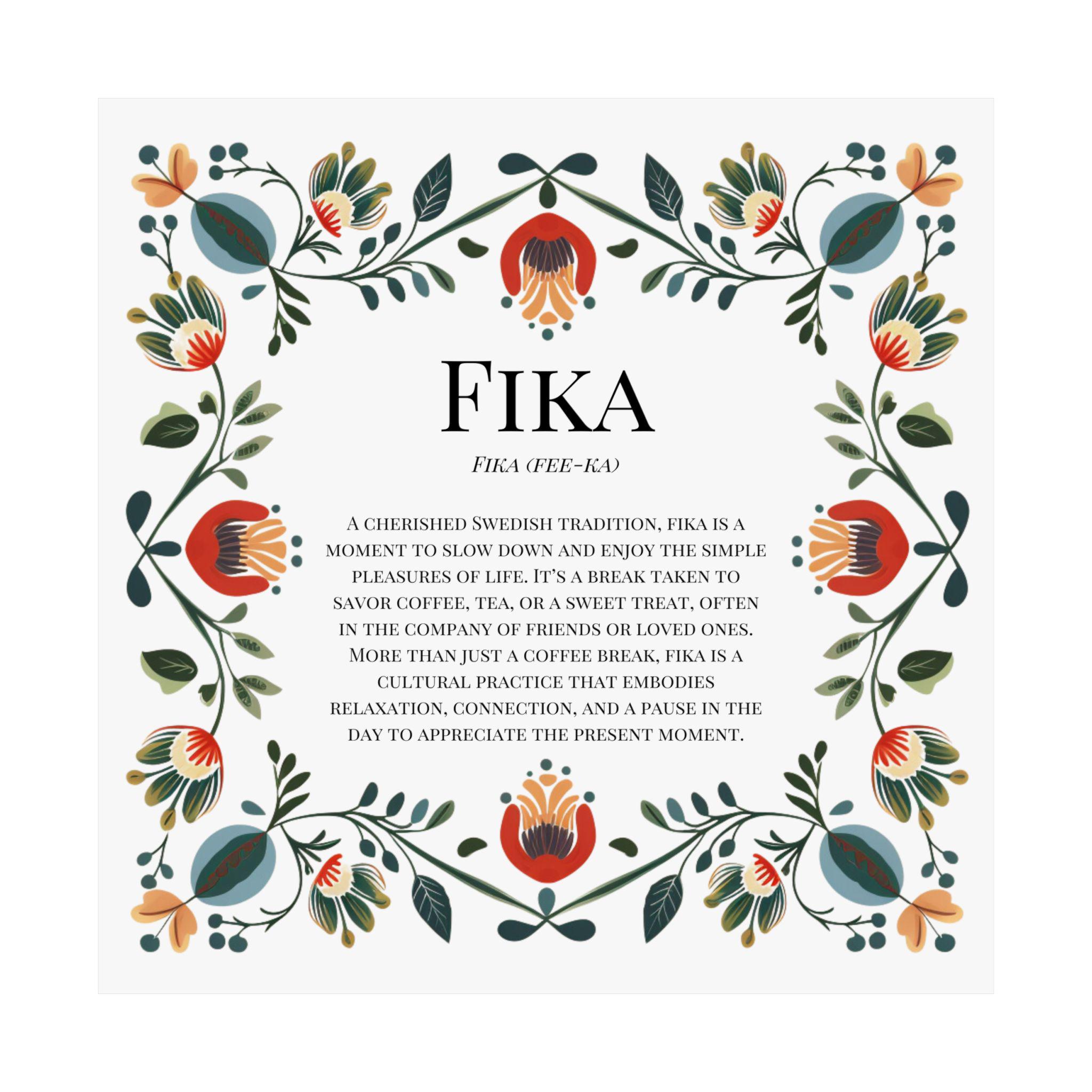 PRINTED - Fika Definition Poster - Nordic Wall Art - Scandinavian ...