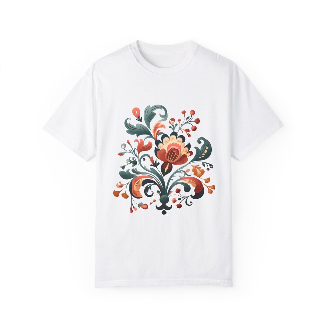 Modern Meets Traditional Rosemaling T-shirt - Norwegian Folk Art Design ...
