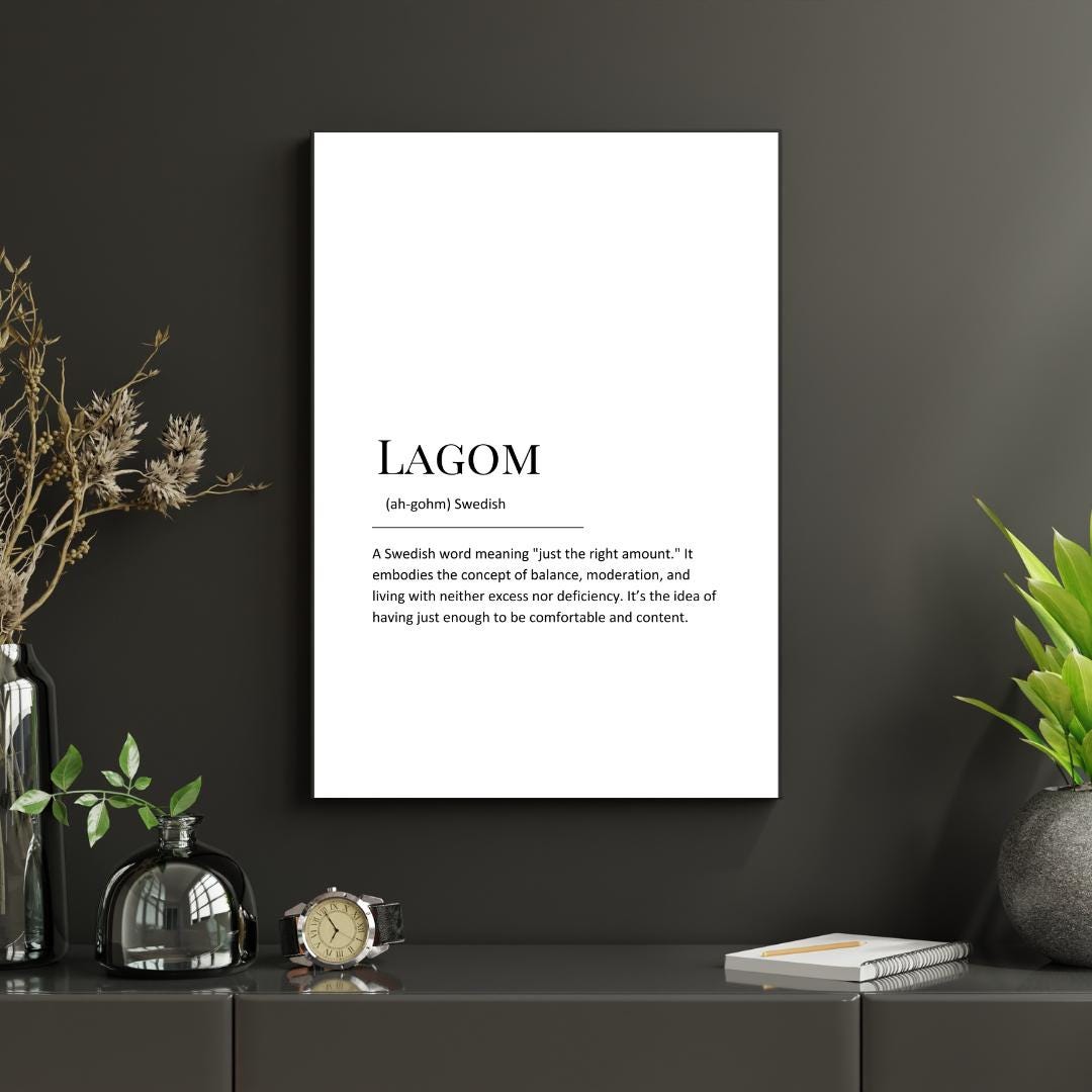 Swedish "lagom" Definition Print - Minimalist Scandinavian Wall Art ...