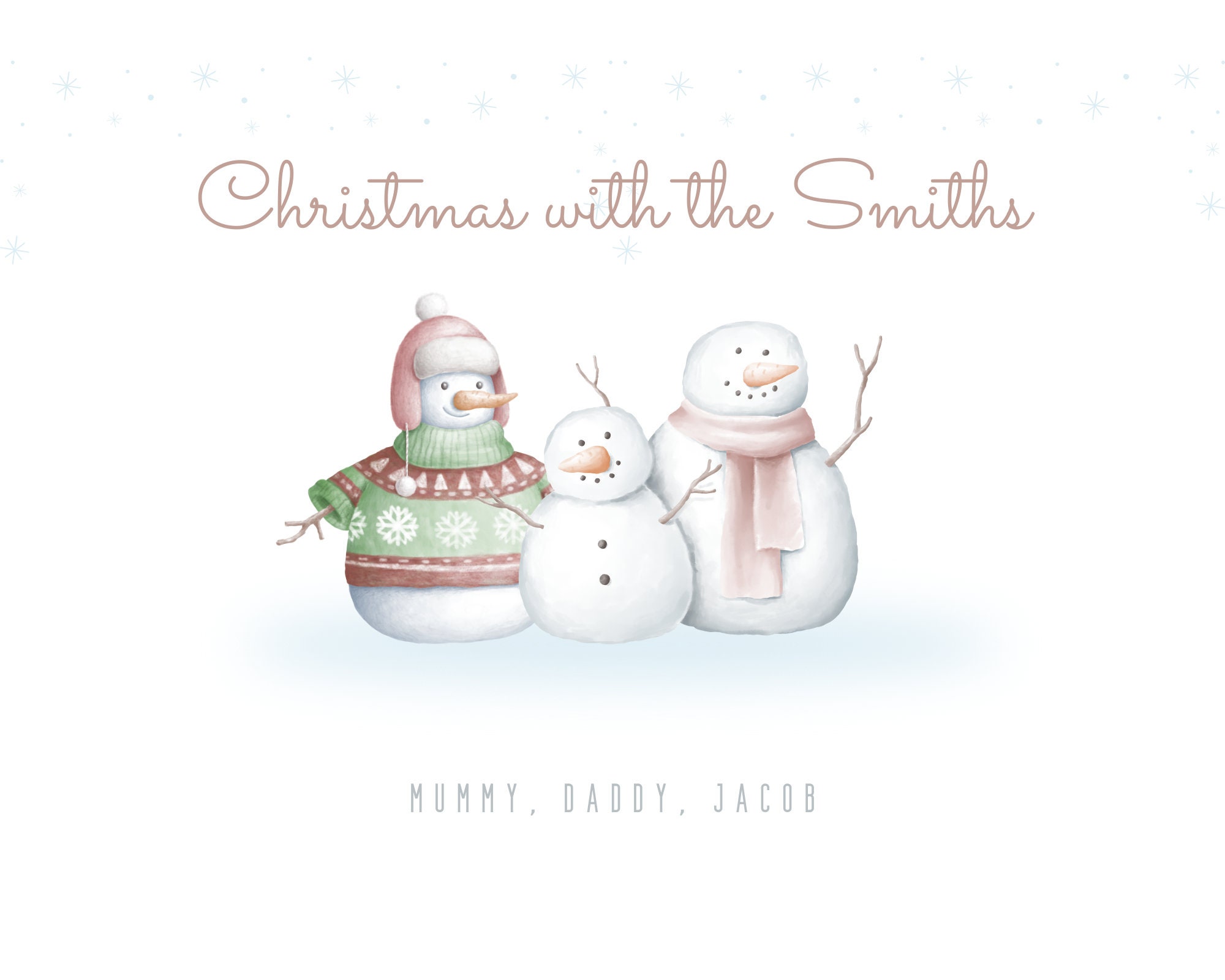 Snowman Family Art, Christmas Prints, Printable, Print at Home ...