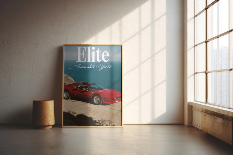 1980's Red Car Old Money Poster, Digital Print Summer East Coast ...
