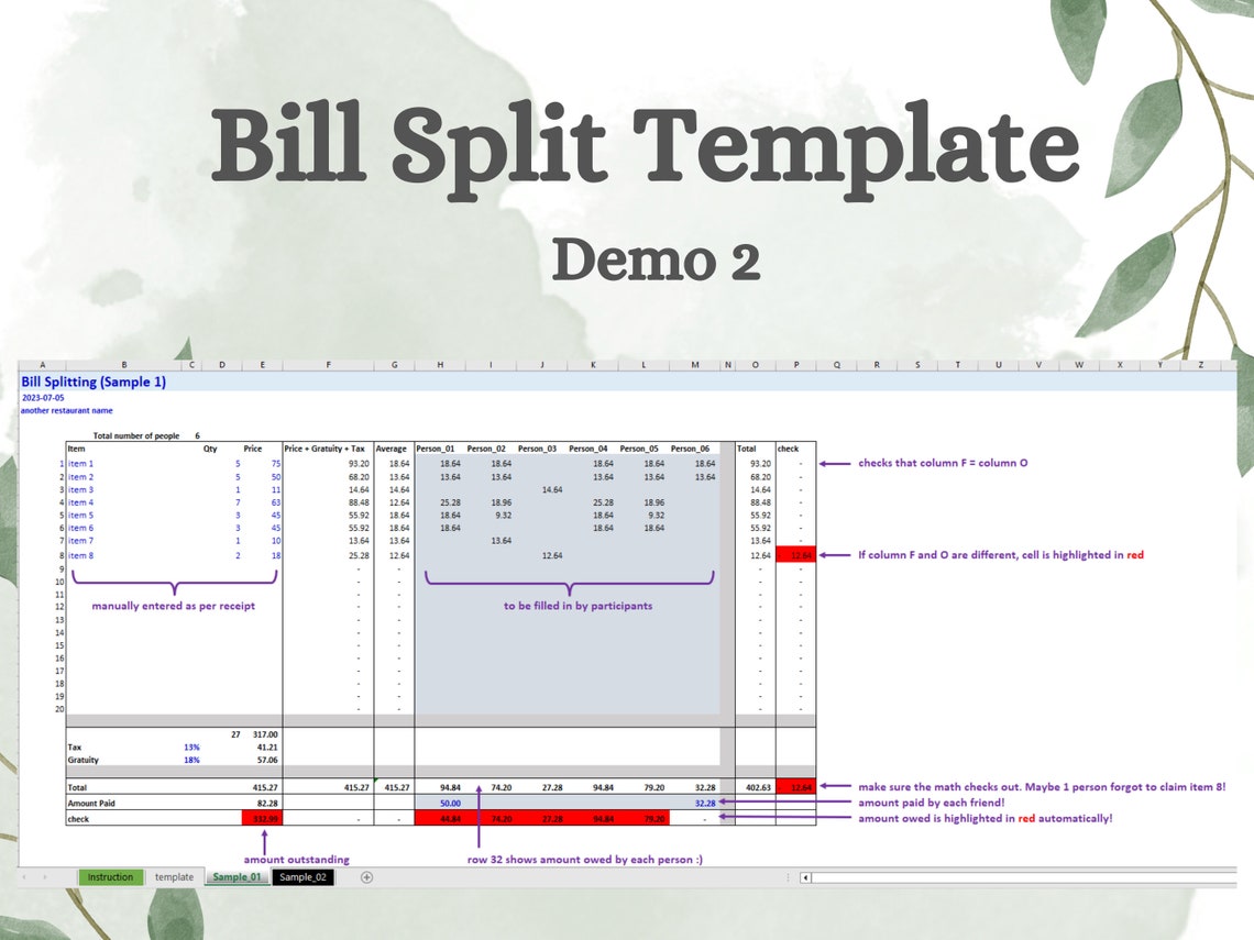 Excel Template for Bill Splitting, Cost Allocation or Tracking ...