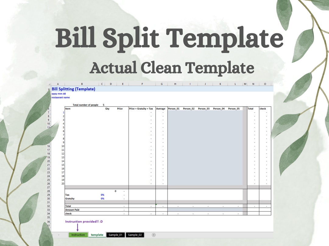 Excel Template for Bill Splitting, Cost Allocation or Tracking, Compatible With Google Sheets - Etsy