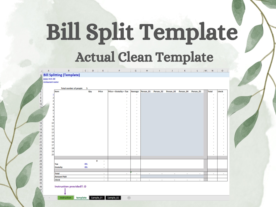 Excel Template for Bill Splitting, Cost Allocation or Tracking ...