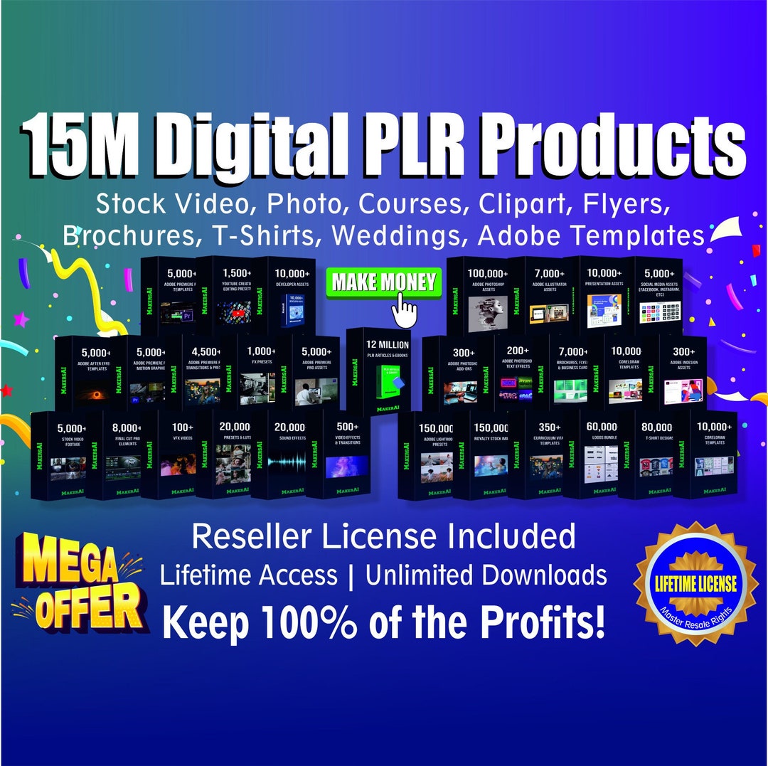 15M+ Digital Assets PLR Bundle: Ebooks, Adobe Files, Stock Media ...