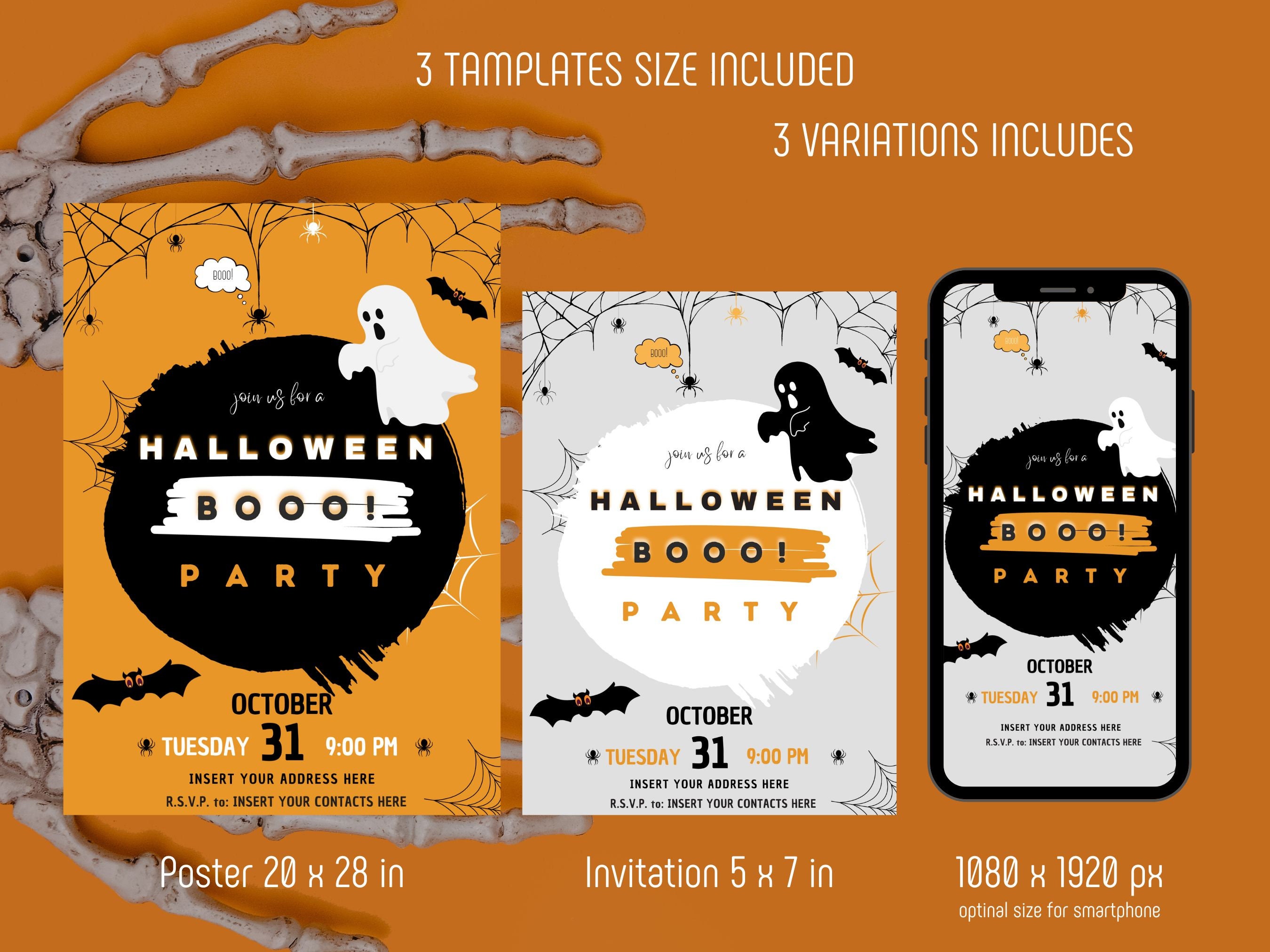 Editable Halloween Boo Party Invitation, Halloween Invite, Party ...