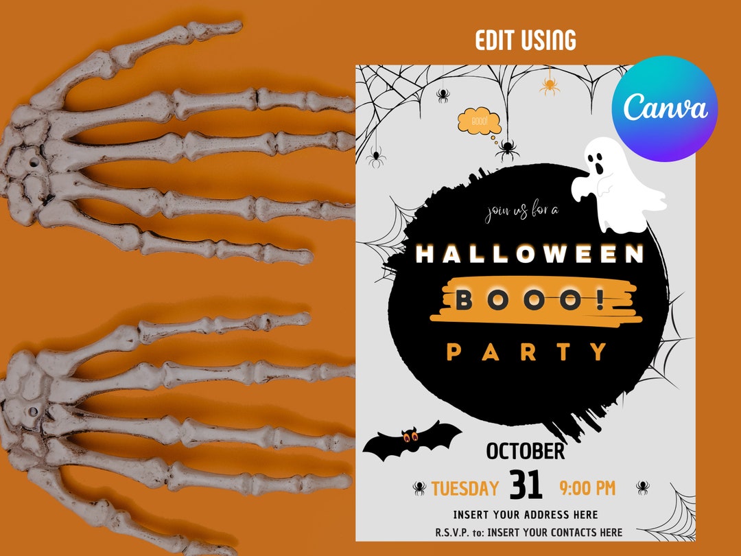Editable Halloween Boo Party Invitation, Halloween Invite, Party ...
