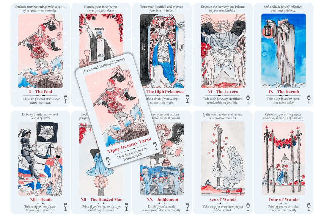 Tipsy Destiny Tarot Cards Deck. Rider Waite Tarot With Drinking Tasks ...