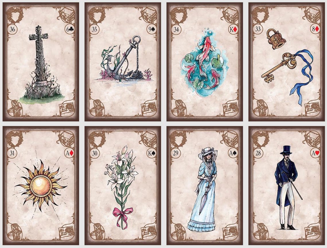 Signs of Fate Lenormand Cards Deck. 36 Lenormand Symbol Cards - Etsy