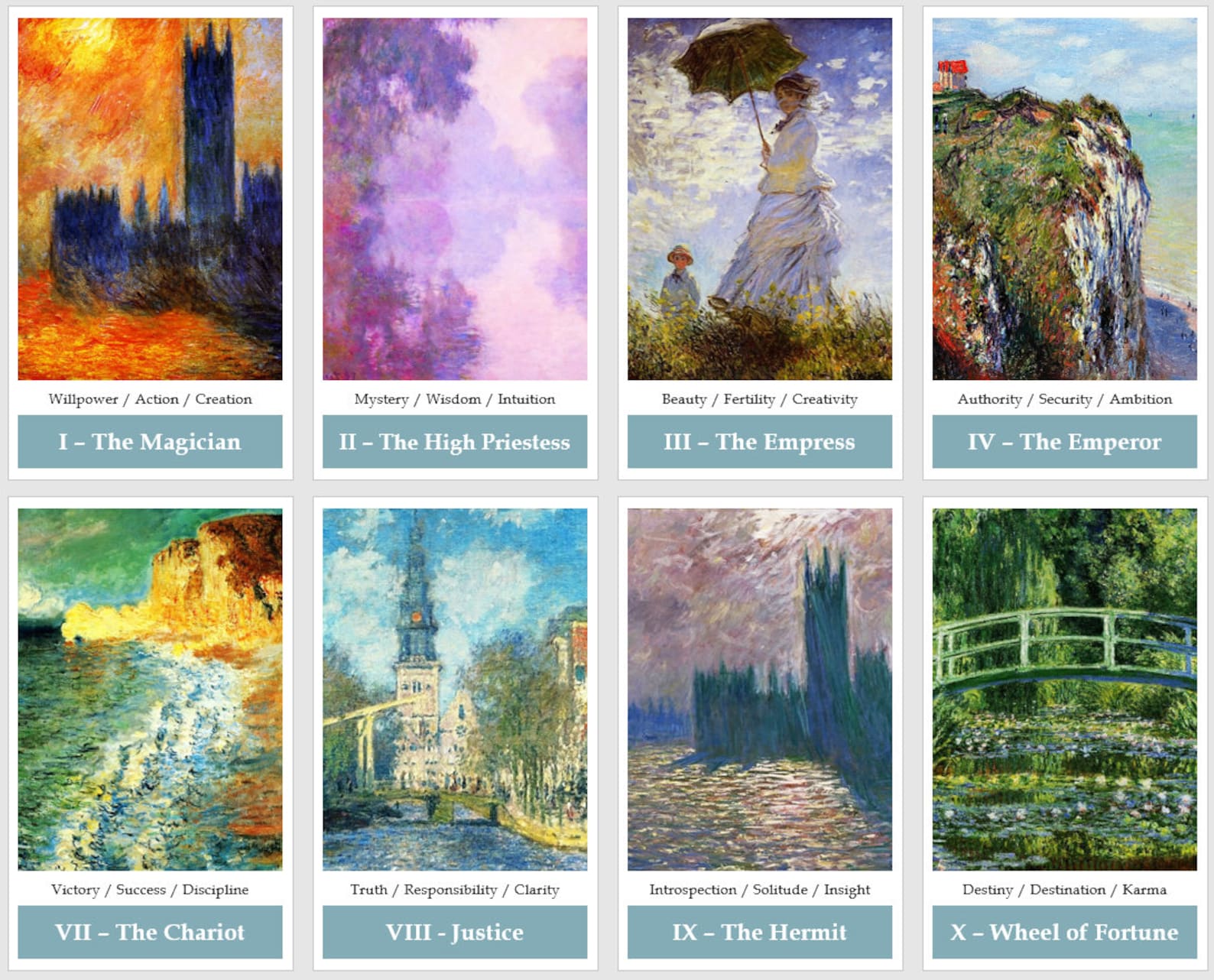 Claude Monet Tarot Deck. Impressionism Art Tarot - Etsy