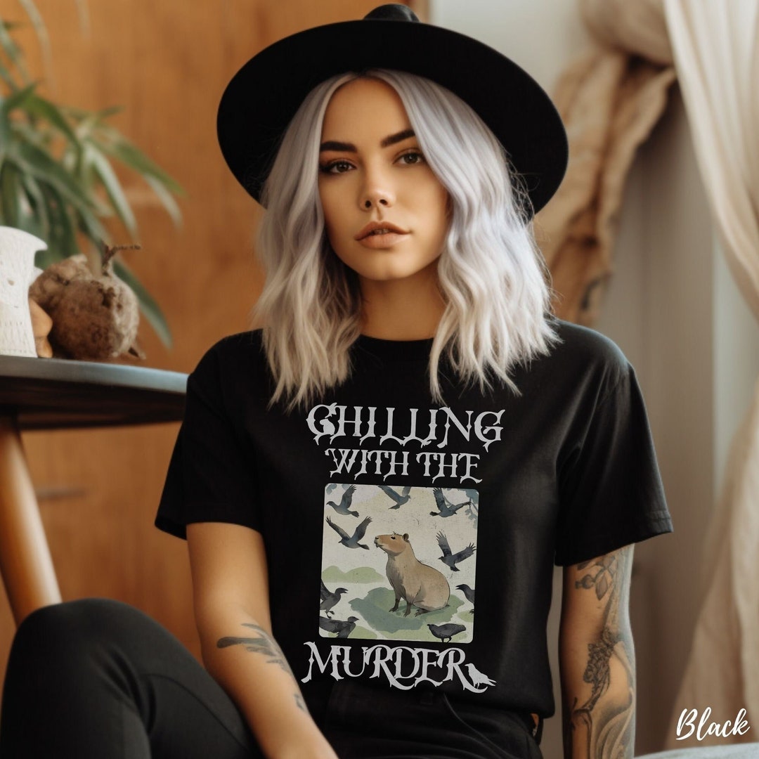 Capybara and Crows Chilling With the Murder Funny Gothic T-shirt - Etsy