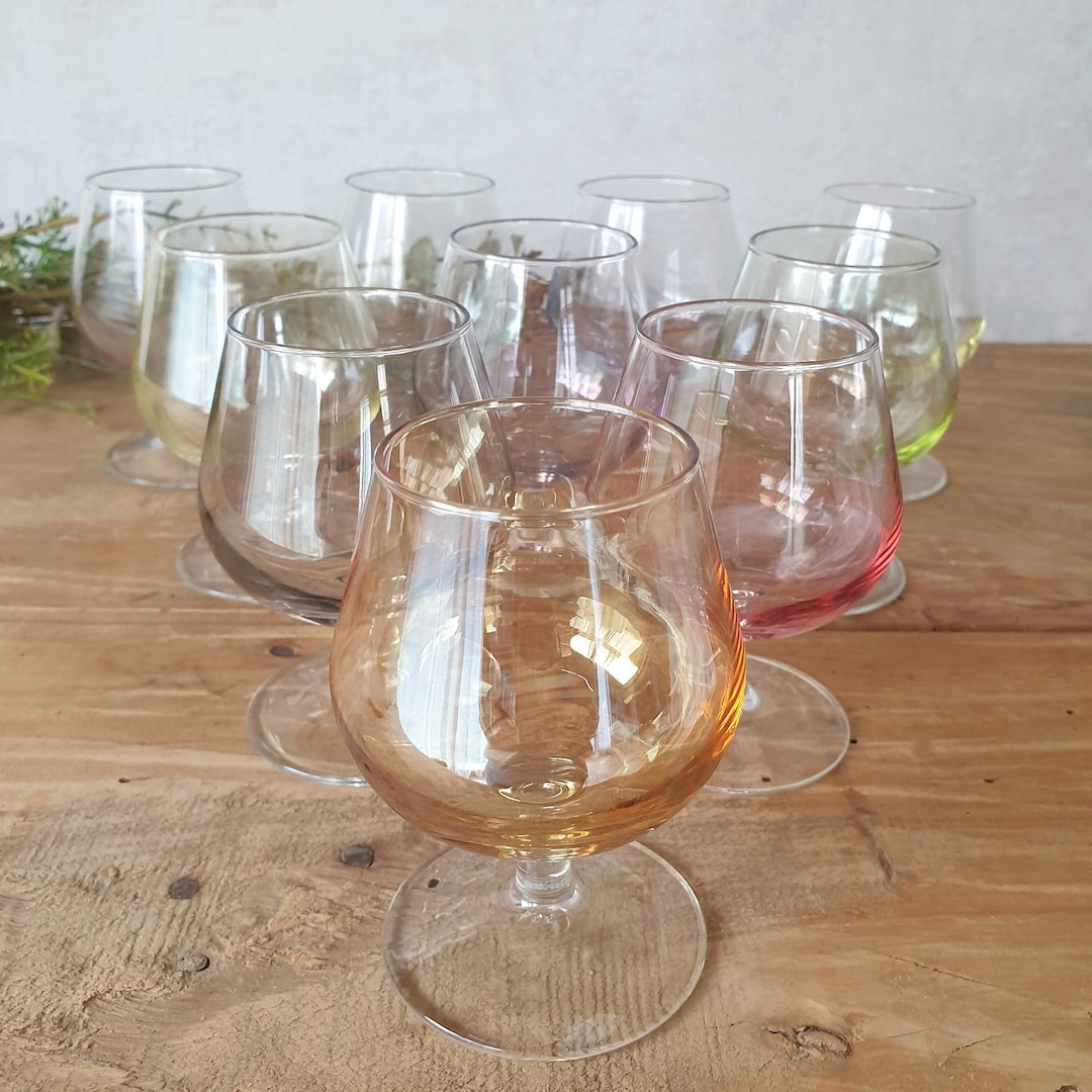 10 Vintage French Iridescent Multi-colored Luminarc Balloon Glasses - Etsy
