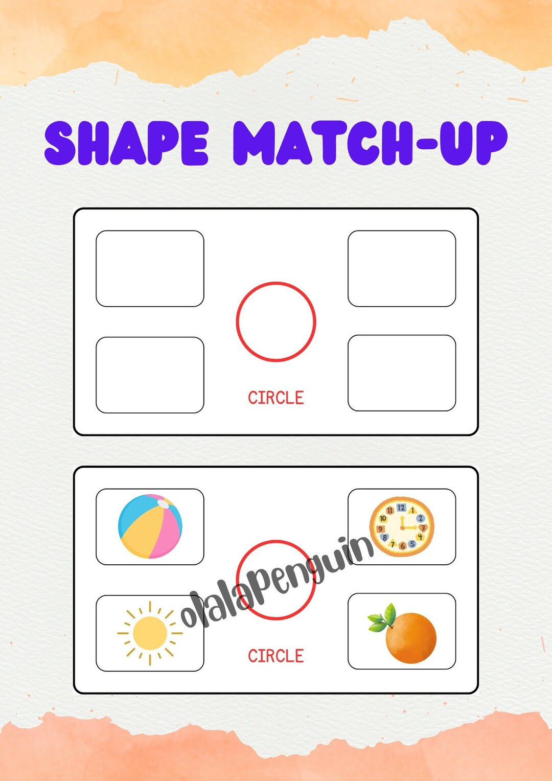 Shape Match-up Printable - Etsy