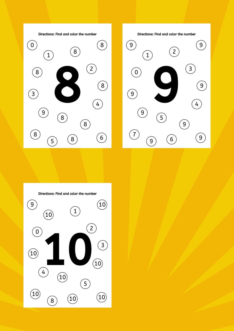Number Match-up Printable - Etsy