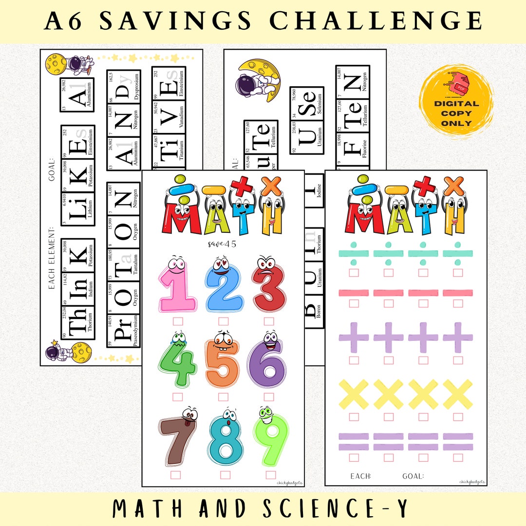 A6 MATH and Science-y Savings Challenge - Etsy