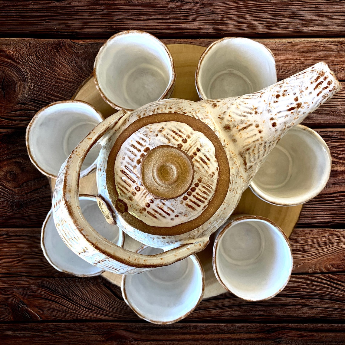 Hand-built Stoneware Textured Teapot With White Glaze, 42 Fluid Ounce ...