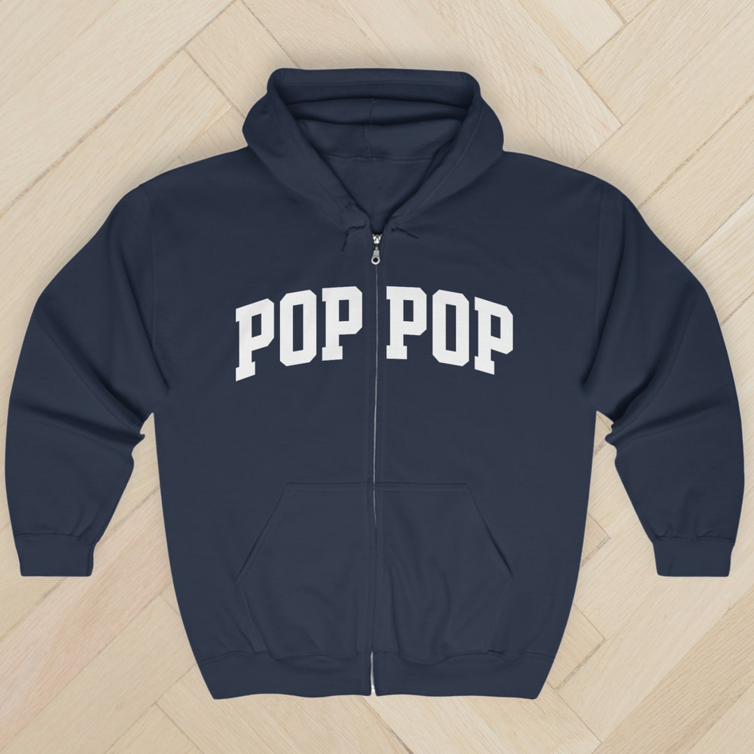 Varsity Pop Pop Sweatshirt, Grandpa Pop Pop Collegiate Full Zip up ...