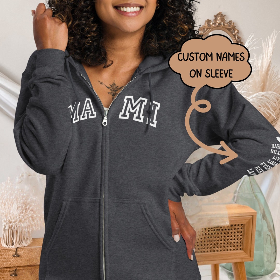 Custom Mami Sweatshirt With Kids Names on Sleeve, Customized Varsity ...