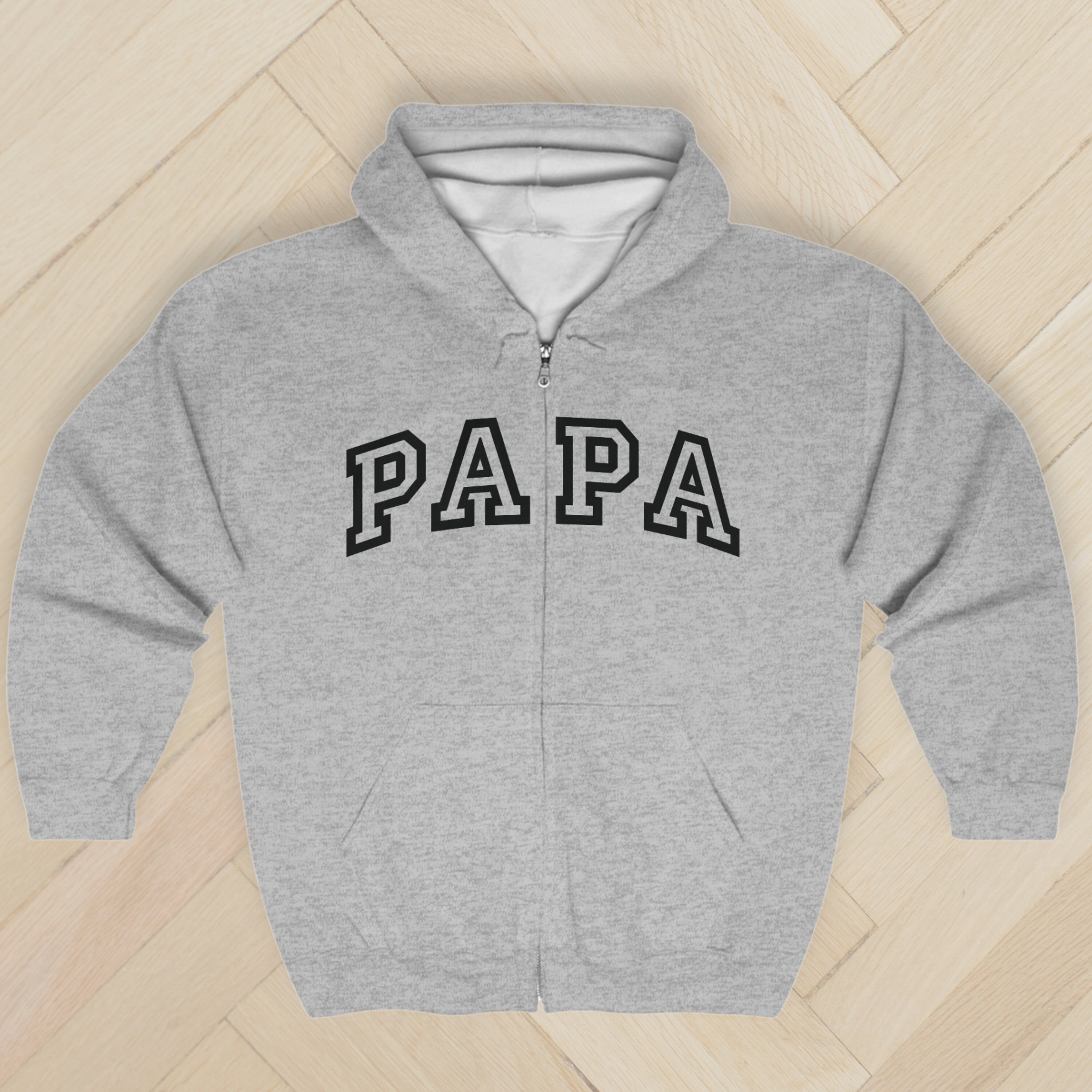 Varsity Papa Full Zip up Hoodie, Grandpa Papa Collegiate Zip-up ...