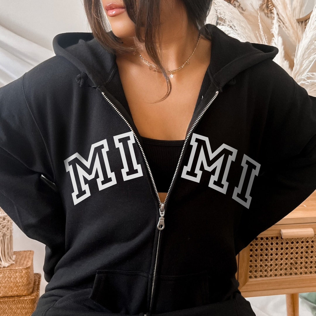 Varsity Mimi Full Zip up Hoodie, Grandma Mimi Collegiate Zip-up ...