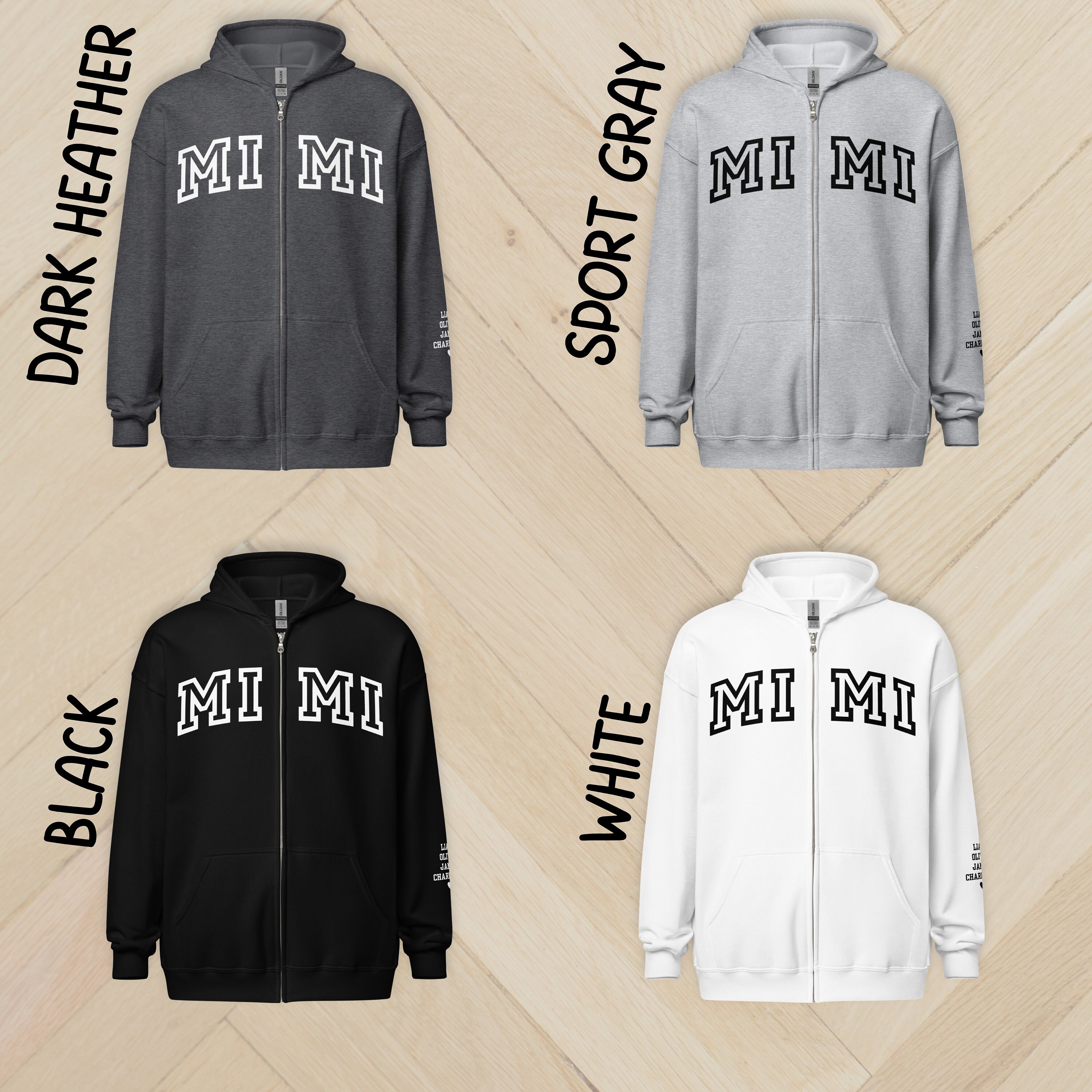 Custom Mimi Sweatshirt With Kids Names on Sleeve, Customized Varsity ...