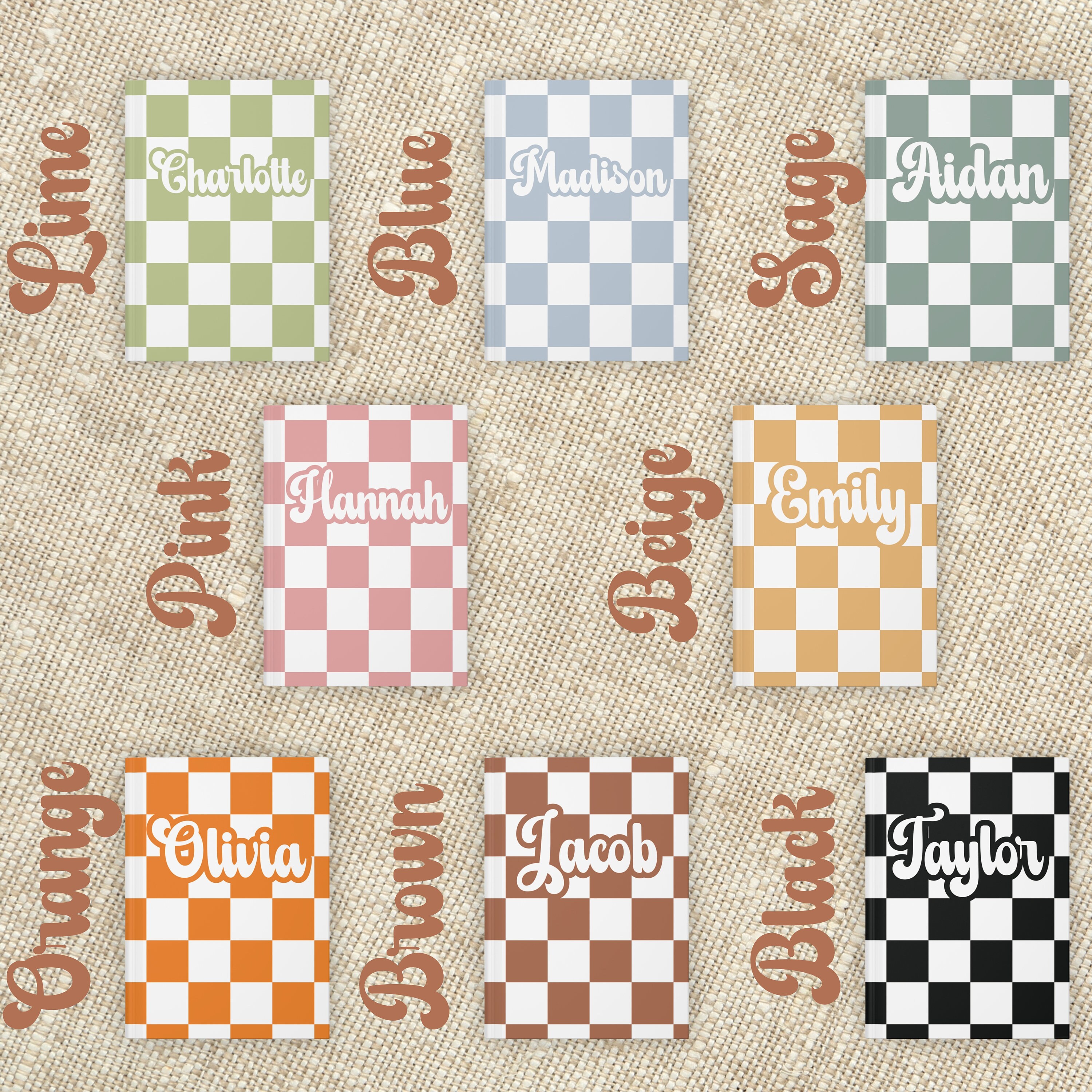 Custom Retro Checkerboard Journal, Notebook Personalization ...