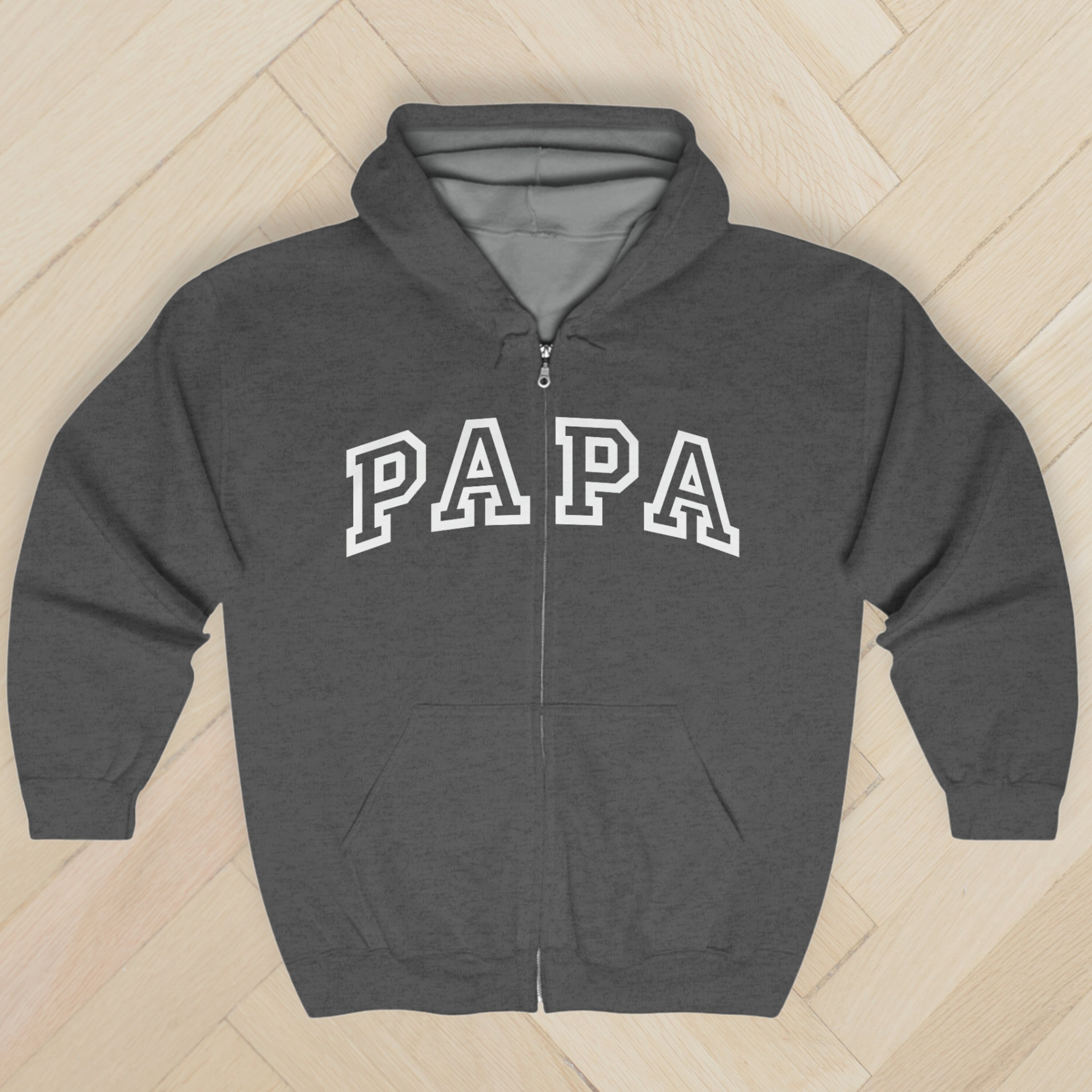 Varsity Papa Full Zip up Hoodie, Grandpa Papa Collegiate Zip-up ...