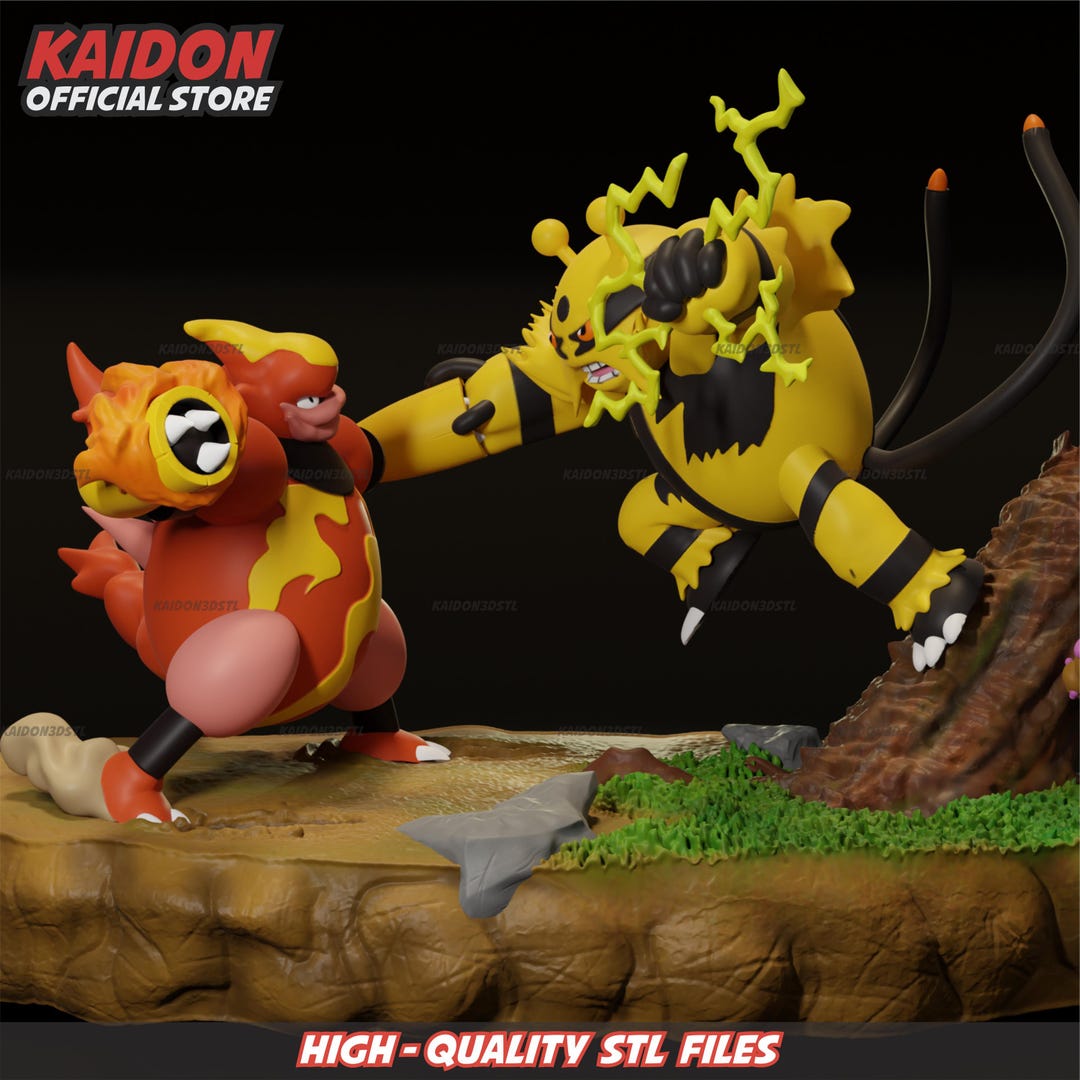 Pokemon Battle Diorama Magmortar Vs Electvire STL File for 3D Printing ...